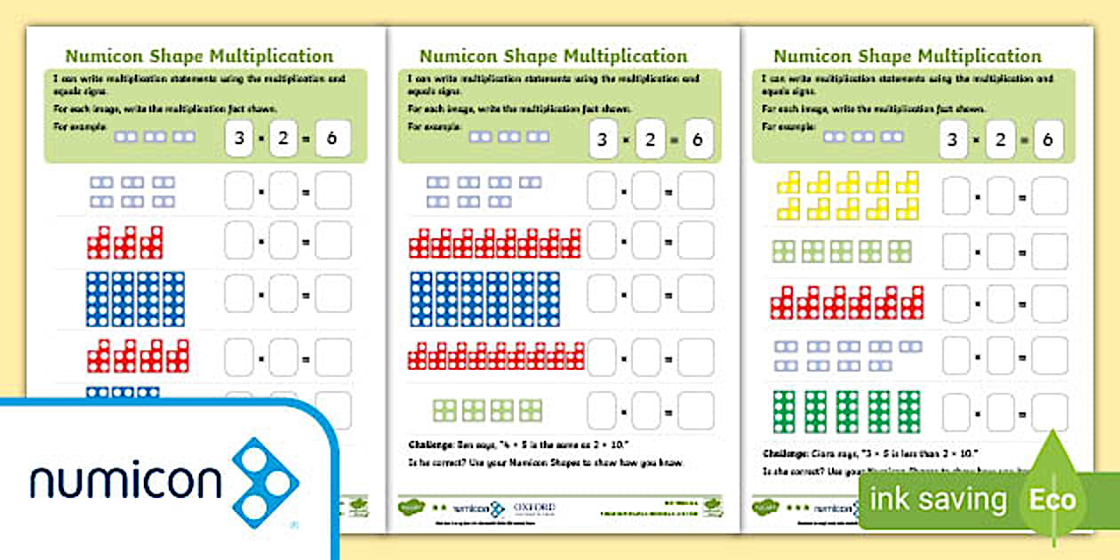 KS1 Numicon Shape Multiplication Differentiated Sheets